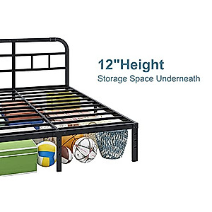 ZIYOO California King Bed Frame with Headboard, Heavy Duty Platform Bed Frame, No Box Spring Needed, Noise Free, Under Bed Storage Space, Black (Cal King)