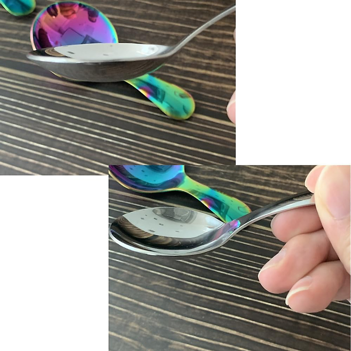 4pcs 304 Stainless Steel Spoon, Short Handle Spoon, Cute Dessert Ice Cream Spoon, Titanium Plated Tea Coffee Round Spoon,Milk Powder Condiments Spoon (Silver)