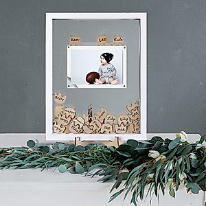 Bucherry Baby Shower Guest Book Alternatives Baby Shower Decor Baby Shower Guestbook Sign Frame with Elephant Sign for Boy Girl Gender Reveal Memory Keepsake Gift Favor, 15 x 12 Inch, White/Clear