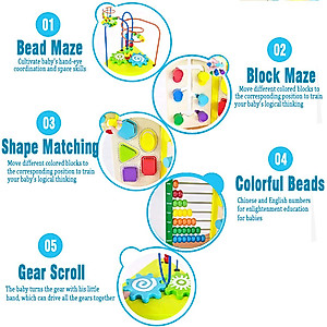 ACOOLTOY Wooden Activity Cube 5 in 1, Baby Activity Center for Boys and Girls 1,2,3 Years Old