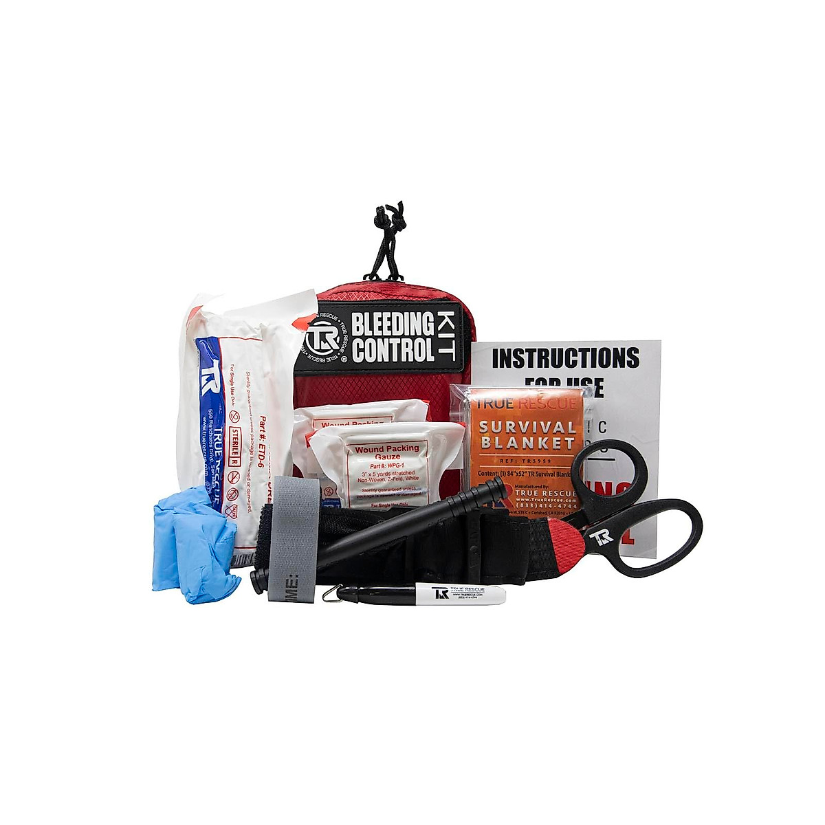 True Rescue Bleeding Control Kit, Individual with Tourniquet (C-A-T, Standard), Quality Trauma Kits for Stopping Bleeding. Choice Life Saving Tourniquet for Each Level of Bleeding Control.