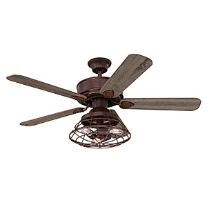 Westinghouse Lighting 74001B00 Vintage-Style Barnett, Smart WiFi Ceiling Fan Compatible with Amazon Alexa and Google Home with LED Light, Remote Control, 48 Inch, Barnwood Finish, Cage Shade