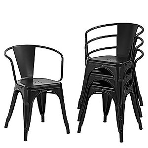 FDW Metal Dining Chairs Set of 4 Patio Chiar Indoor Outdoor Metal Chairs Kitchen Metal Chairs 18 Inch Seat Height Restaurant Chair 330LBS Weight Capacity Tolix Side Metal Stackable Bar Chairs