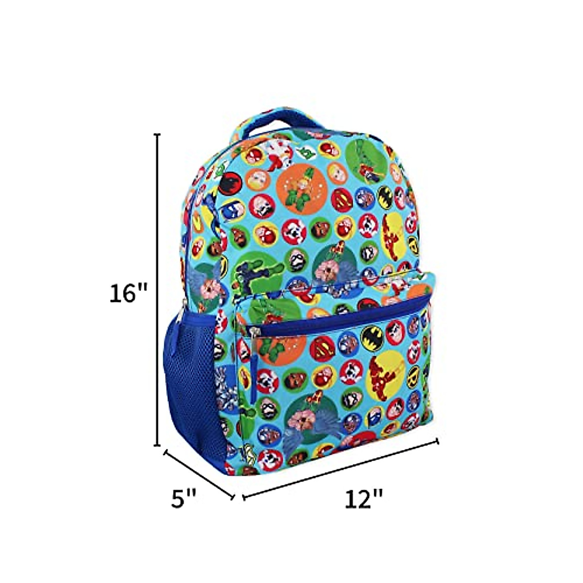 DC Super Friends Boys Girls 16" School Backpack (One Size, Blue)