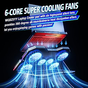 Gaming Laptop Cooling Pad,Large Size Laptop Cooler for 15"-21" Gaming Laptop with Silent Cooling Fans, RGB Lights, Laptop Cooling Stand with 5 Adjustable Heights, (Black with 18W Charger)
