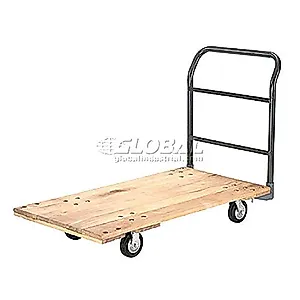 Global Industrial Platform Truck w/Hardwood Deck, 54 x 27, 1400 Lb. Capacity, 5" Rubber Casters
