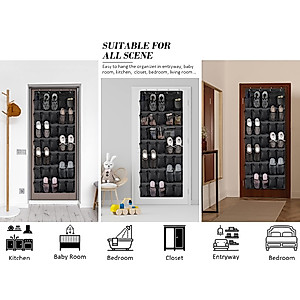 Tiblue Over The Door Shoe Organizers 35 Mesh Pockets Hanging Shoe Organizer Shoe Rack For Closet Entryway Bedroom Bathroom Pantry Shoe Holder, Men Sneakers, Women High Heeled Shoes, Flip Flops Black