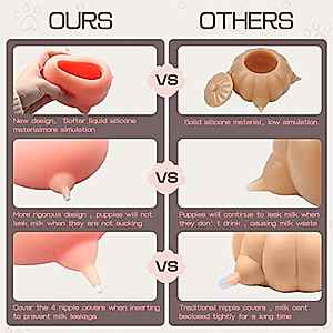 oADANNUo Puppy Milk Feeder with 4 Nipples Silicone Milk Feeding Bowl Puppy Kitten Nursing Station for Feeding Small Newborn Pets Within Two Weeks