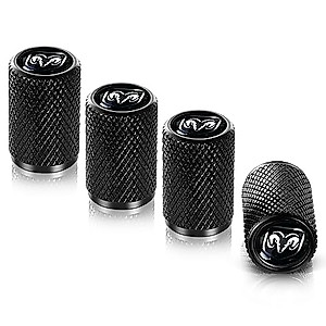 Metal Auto Tire Valve Stem Compatible with Dodge Hell Cat Charger Viper Demon Tyrannosaurus Rex Mammoth Durango Ram Horn Trim Accessories 4pcs Black