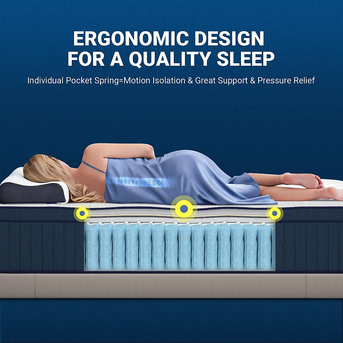 Avenco Twin Mattress, 12" Hybrid Mattress Twin with Latex Memory Foam, Motion Isolation Individually Pocket Spring Mattress, Medium Firm, Relieves Pain & Pressure Points & Cooling Twin Bed (NDSM30)