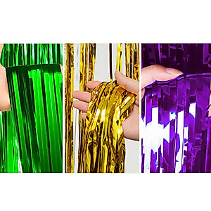 Mardi Gras Decorations Fat Tuesday Decorations Mardi Gras Party Decorations Mardi Gras Decor Mardi Gras Party Backdrop Purple Green Gold Foil Fringe Curtains Mardi Gras Party Supplies by HappyField