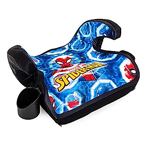 KidsEmbrace Marvel Avengers Spider-Man Blue Web Backless Booster Car Seat with Seatbelt Positioning Clip, Red, Blue, and Yellow