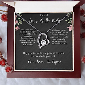 Regalo Para El Amor De Mi Vida Regalo Para Esposa Aniversario De Matrimonio Collar De Corazon Joya Para Mujer Regalo de Esposo Para Esposa Con Caja De Regalo y Tarjeta Mensaje Personalizado De Amor Incuido (14k White Gold Finish/Luxury Gift Box w/LED)