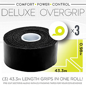 Franklin Sports Pickleball Paddle Overgrips - Provides Extra Grip - Slight Tackiness - Durable & Strong - 3 Grips Included - Black