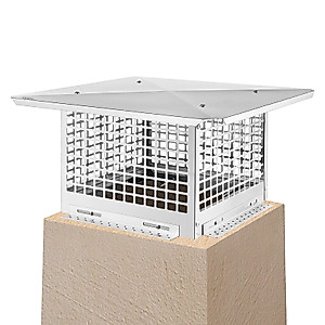 VEVOR Chimney Cap, 13" x 13" Flue Caps, 304 Stainless Steel Fireplace Chimney Cover, Adjustable Metal Spark Arrestor with Bolts Screws, Mesh Chimney Flue Cover for Outside Existing Clay Flue Tile