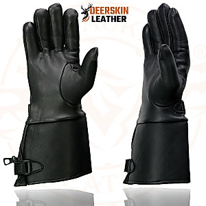 Milwaukee Leather Men's Gauntlet Motorcycle Hand Gloves- Deerskin Long Cuff with Snap Closure Thermal Lined-SH857 - Large