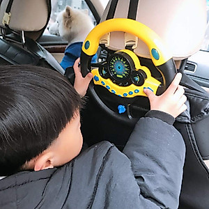 Coherny Simulated Driving Controller Portable Simulated Driving Steering Wheel Copilot Toy Children's Educational Sounding Toy Small Steering Wheel Toy Gift Funny Interactive Driving Wheel with Music