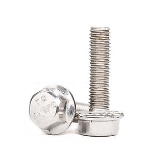 10pcs M8-1.25 x 20mm Flanged Hex Head Bolts Flange Hexagon Screws, Stainless Steel 18-8 (304), Plain Finish