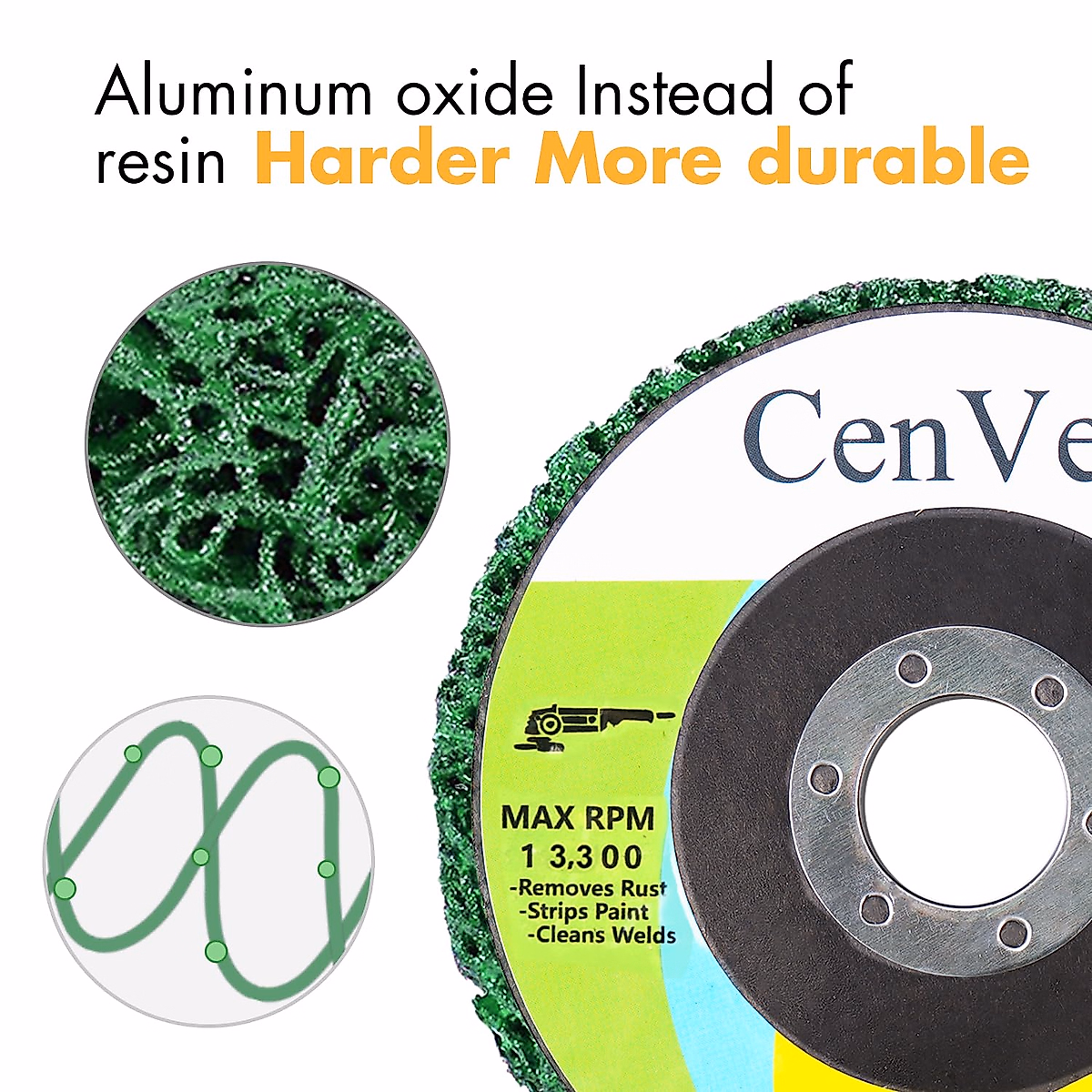 Cenven 10 Pack Strip Disc Stripping Wheel for Angle Grinder, Grinding Wheels Stripper Wheels for Removing Paint, Wood, Rust Welds, Oxides of Metal (4'' x 5/8'')