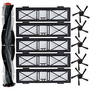 JoyBros Replacement Accessories Kit Compatible for Neato D Series D75 D80 D85 Connected D3 D4 D5 D6 D7 D8 D9 D10 Robotic,1 Main Brush,5 HEPA Filter, 5 Side Brush