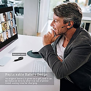 Mosonnytee Headphones Wireless Bluetooth earpiece Noise Cancelling Headphones with Microphone Truck Bluetooth Headset Hands-Free for Cell Phone with Replaceable Batteries for 20-Hours (Gold)