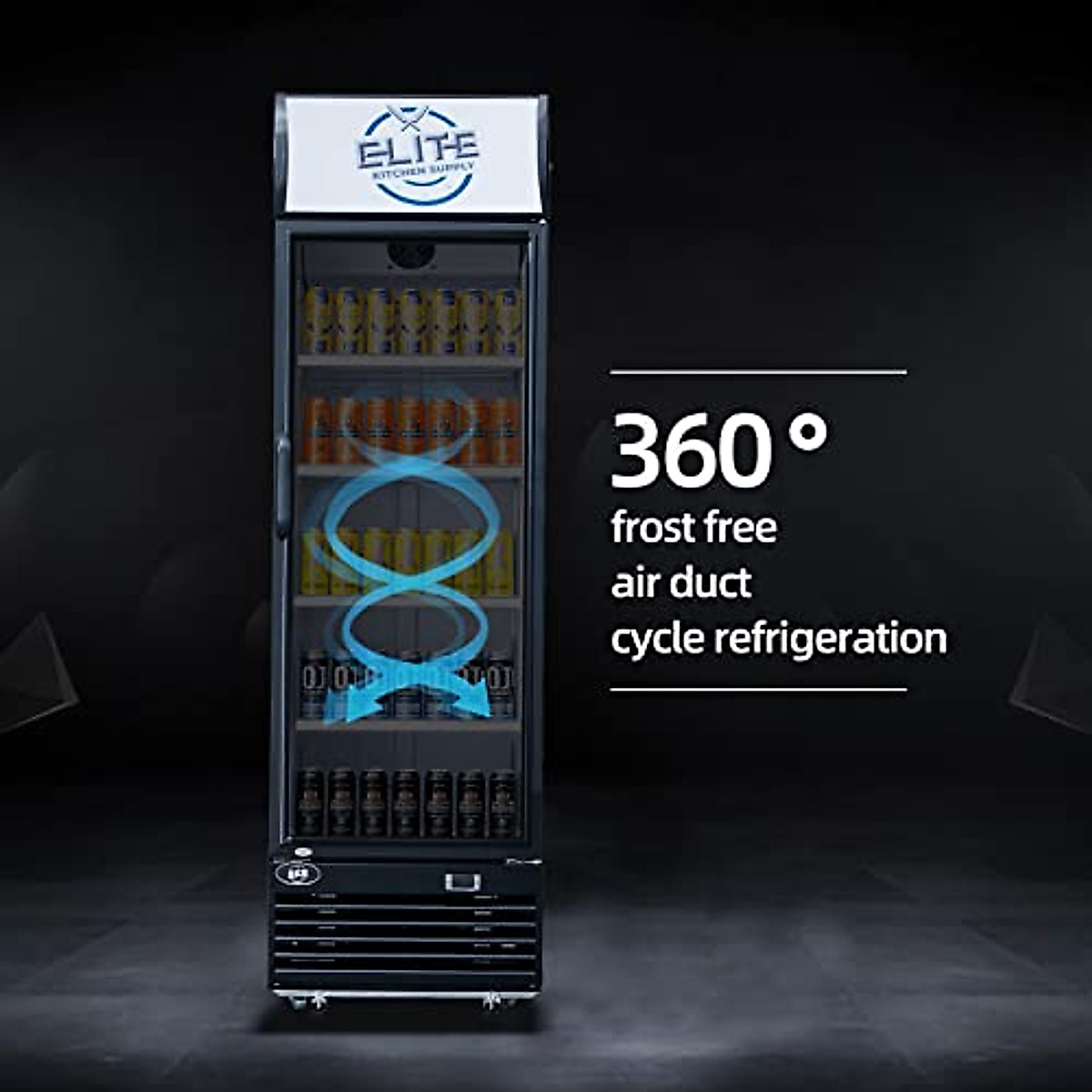 EKS 14 cu.ft. Commercial Refrigerators Glass Door 27'' W Drink Refrigerator Display Beverage Cooler Single Door Fridge Adjustable Shelves Drink Upright Merchandiser Reach In (1 Door, 14.72 cu.ft.)