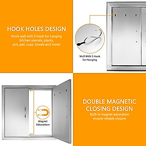 BBQ Future Outdoor Kitchen Access Doors 24W x 24H, Grill Double Door Brushed Stainless Steel Storage Cabinet for Grilling Station & BBQ Island