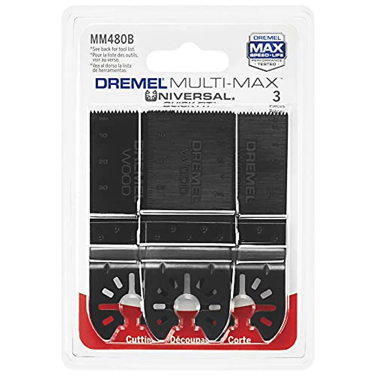 Dremel MM480B 3-Pack Wood & Drywall Oscillating Tool Blades, High Carbon Steel Flush Cut Saw Blades, Universal Quick- Fit Interface Fits Bosch, Makita, Milwaukee, and Rockwell