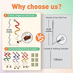 TEAWOO Sisal Rope Cat Toys, 6 Pcs Cat Chew Toy for Teeth Cleaning, 27.56 Inches Big Catnip Rope Toys for Indoor Cats, Interactive Cat Nip Teething Toys, Safe Chew Cat Toys (6 Bags of Catnip Included)