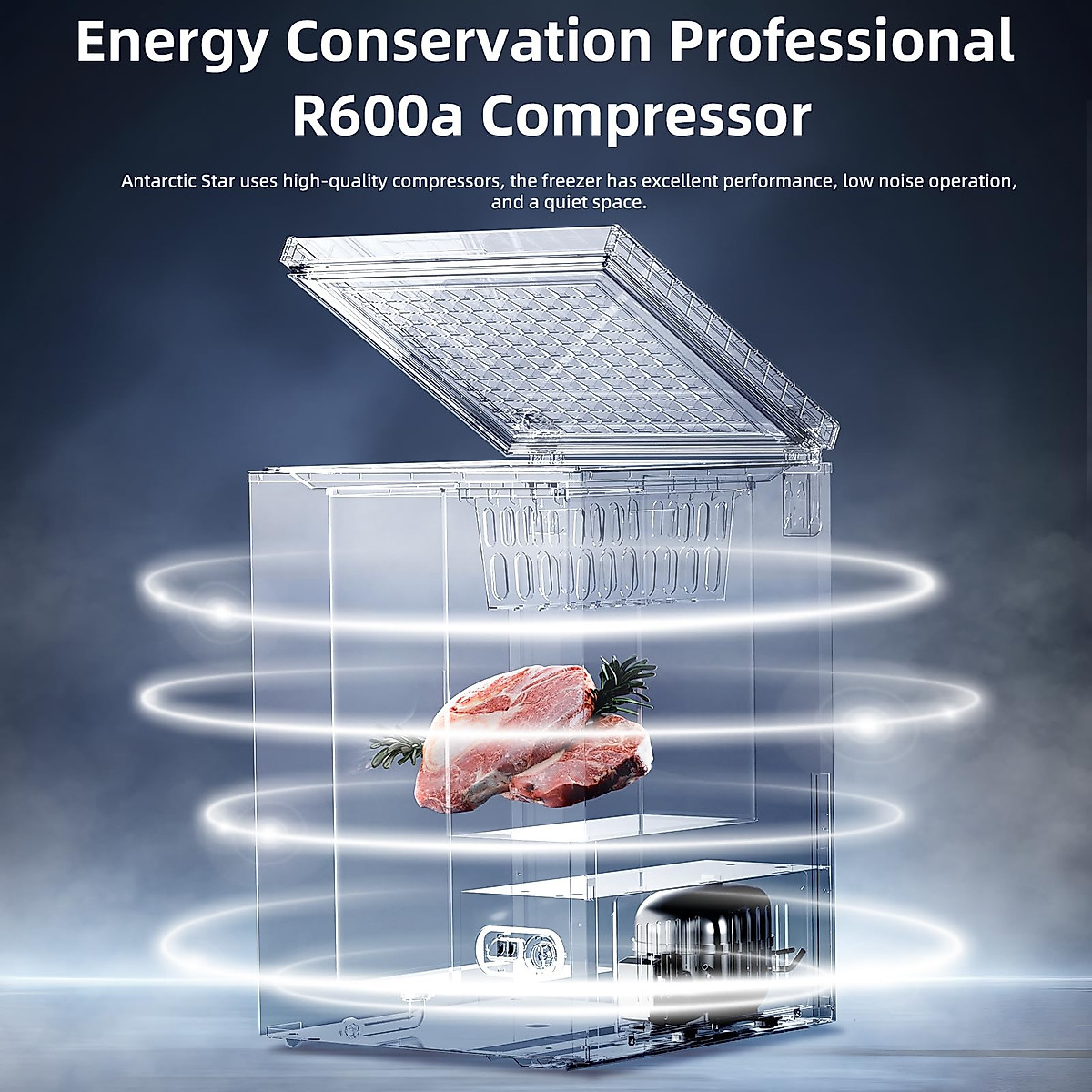 Antarctic Star 3.5 Cu.ft Chest Freezer 6.8℉to -4℉with Removable Basket Free Standing Top open Door Compact Freezer with Adjustable Temperature Defrost Water Drain/Power Saving White