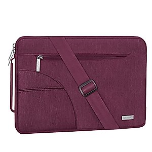 MOSISO Laptop Shoulder Bag Compatible with MacBook Air/Pro,13-13.3 inch Notebook,Compatible with MacBook Pro 14 2023-2021 A2779 M2 A2442 M1, Polyester Briefcase Sleeve with Side Handle, Burgundy