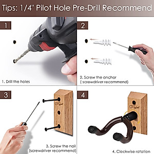 SNIGJAT Guitar Wall Mount 2 Pack, Guitar Hanger for Rotatable, Solid Wood Guitar Wall Hanger, V-Shaped Guitar Mount Hook for Acoustic Guitar, Guitar Holder for Banjo, Musical Instruments Accessories