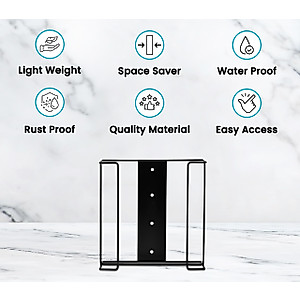 Alpine Industries Double Box Wire Wall Mount Glove Dispenser - Mounted Organizer Rack for Disposable Surgical Glovebox & Tissue Boxes - Hanging Lab & Kitchen Storage (Black, 2 Box)