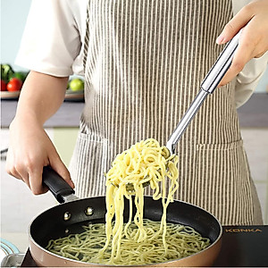 3 Pieces Stainless Steel Spaghetti Server Set, Stainless Steel Spaghetti Pasta Tong, Pasta Spoon Server Fork and Spaghetti Measure Tool, Kitchen Cooking Utensil Set for Noodles Pasta Serving Gadgets