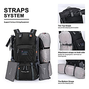 MOUNTAINTOP 40L Hiking Backpack with 3L Hydration Bladder for Women & Men Outdoor Travel Camping Day Pack with Rain Cover, 21.7 x 13 x 7.9 in,Black