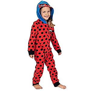 Miraculous Ladybug Little Girls Zip-Up Costume Onesie Pajama Coveralls Red 7-8