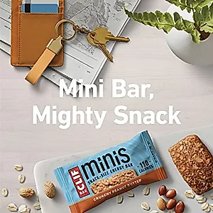 CLIF BARS - Mini Energy Bars - Crunchy Peanut Butter -Made with Organic Oats - Plant Based Food - Vegetarian - Kosher (0.99 Ounce Snack Bars, 20 Count)
