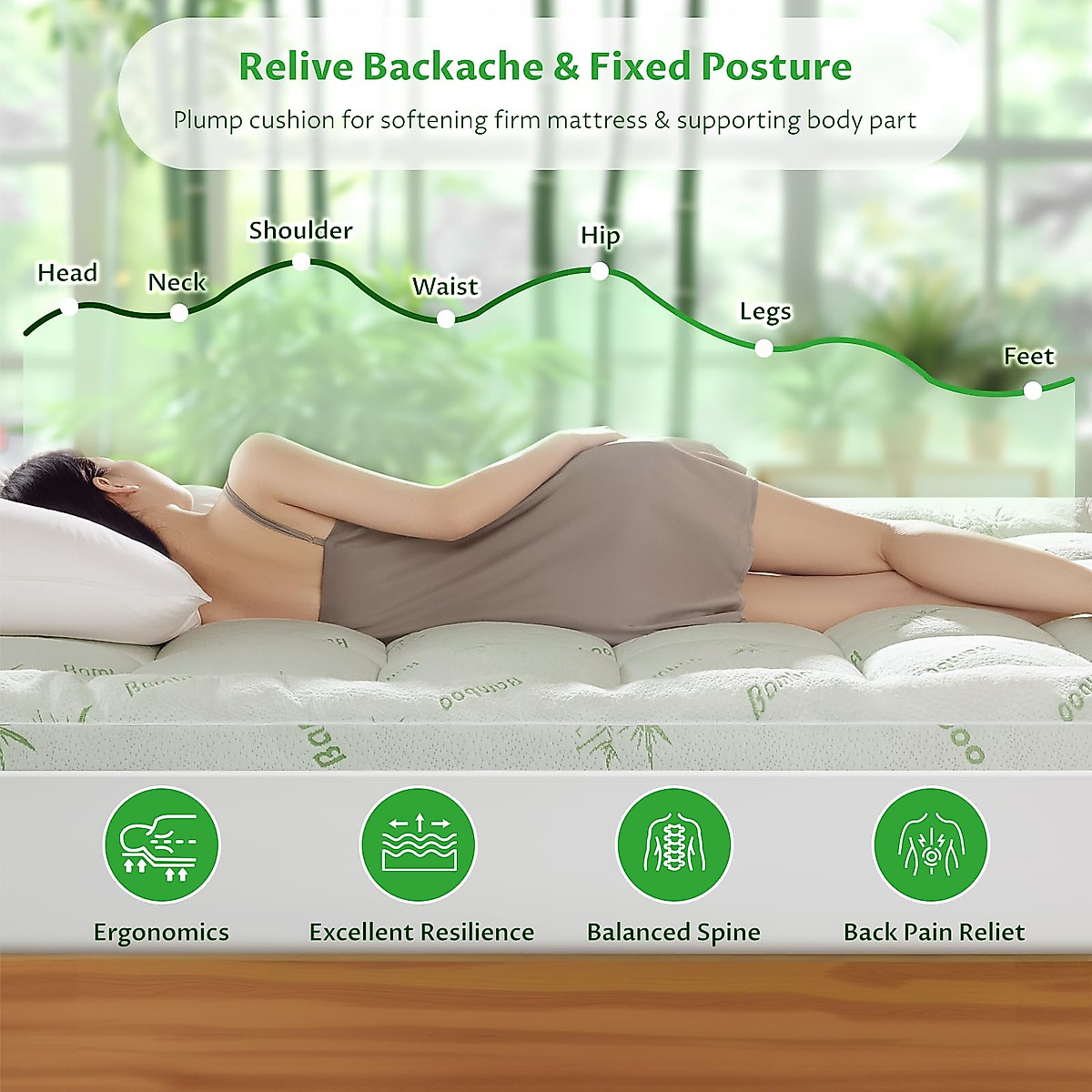 Baauye Bambu_Viscose Mattress Topper King(King,78"x80")