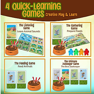 PlayRoute Zoo Keeper Game | Animal Games with Realistic Animal Sounds | 4 Level Board & Card Games | Educational Learning Activity for Kids Ages 5-12 Years and Up