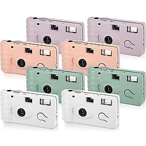 LEIFIDE 8 Pcs Disposable Camera Bulk for Wedding Single Use Camera One Time Camera for Photography with Flash Color Film for Wedding, Anniversary, Travel, Camp, Party Supplies (Cute Color)
