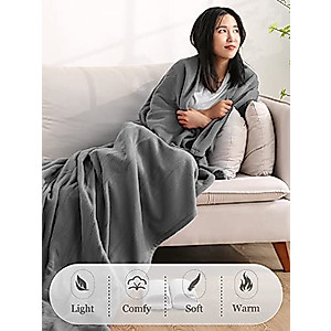 CURECURE Electric Heated Blanket 62'' x 84'' Electric Blanket for Whole Body Warming, ETL and FCC Certification Fast Heating with 4 Heating Levels & 10 Hours Auto-Off, Machine Washable, Grey