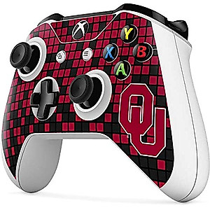 Skinit Decal Gaming Skin compatible with Xbox One S Controller - Officially Licensed College Oklahoma Sooners Red Digi Design