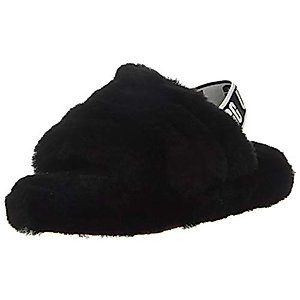 UGG baby girls Slide Slipper, Black, 6 Big Kid US
