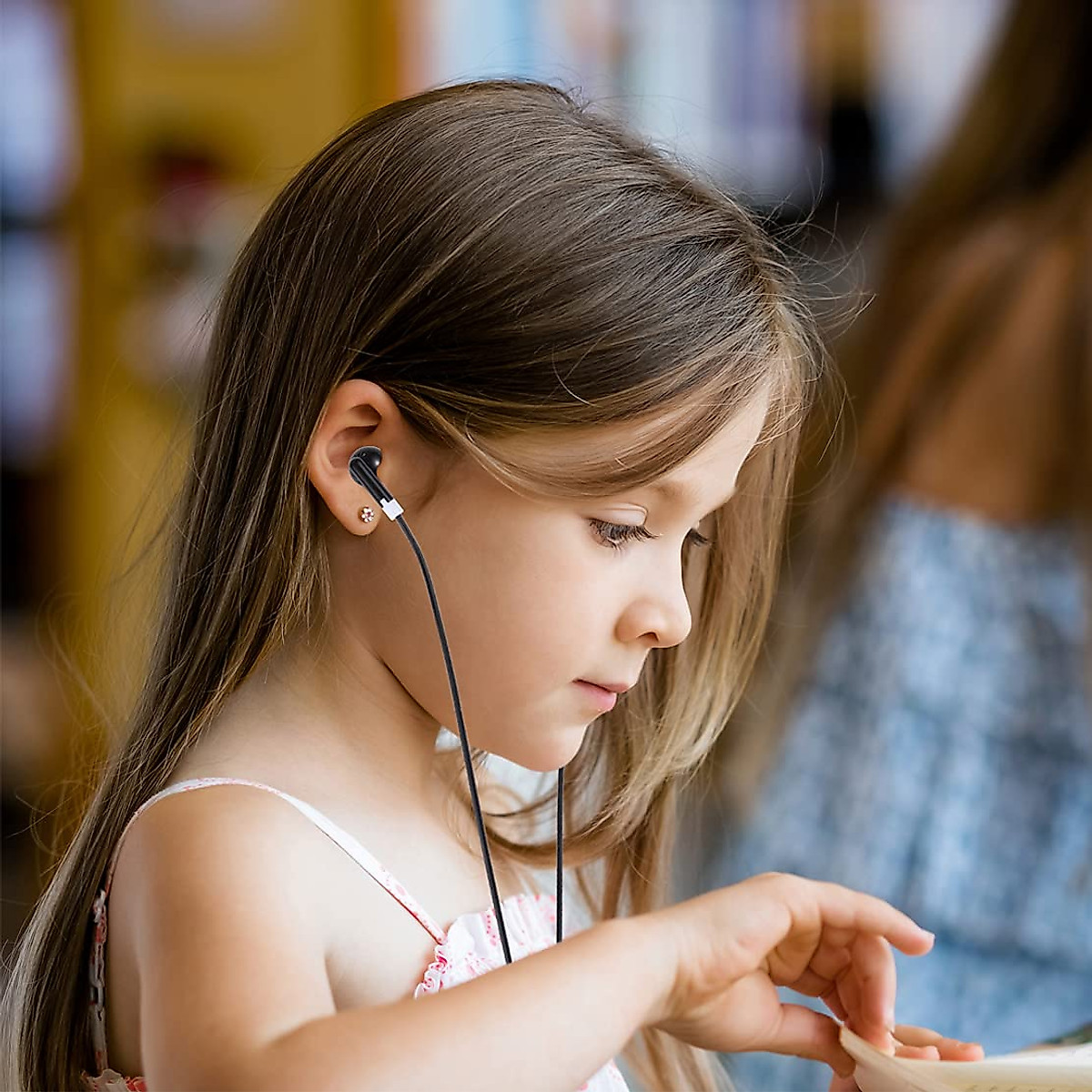 Wjjitan Wholesale Bulk Earbuds Headphones 50 Pack Individually Bagged Earphones for Schools, Classroom, Students, Libraries, Hospitals, Museums