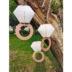 C L cooper life Engagement Party Decorations, Bridal Shower Supplies, He Asked She Said Yes Garland Rose Gold Glitter Diamond Rings (3pcs), Engaged Banner Rose Gold Glitter Letters for Engagement