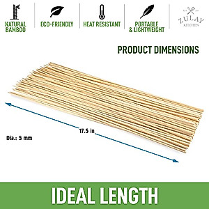 Zulay Kitchen Authentic Bamboo Marshmallow Smores Sticks - 40 Extra Long 17.5" Roasting Sticks - 5mm Heavy-Duty Bamboo Skewers - Thick Smore Sticks - Ideal for Grilling - Marshmallow Sticks Camping