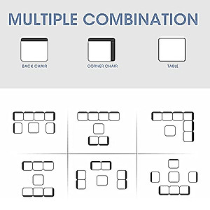 SUNVIVI OUTDOOR 7 Piece Patio Sectional Grey Wicker Furniture for Backyard, Garden with String Beige Cushions, Clips, Coffee Table