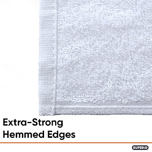 Superio Terry Cloth Rags White Washcloths 100% Cotton 12" Cleaning Cloths, Kitchen Towels, Facial Washcloth, Spa Cloths, Hand Towel, Small Lint Free Rags for Multi-Purposes (6 Pack)