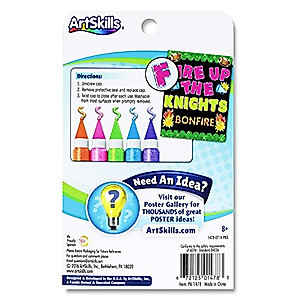 ArtSkills Puffy Neon Jumbo Rainbow Glitter Glue Pens, 5 Colors, 5 Count