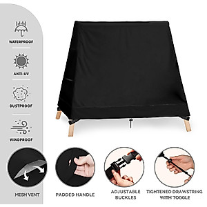 HEPOVER Outdoor Swing Cover A-Frame 420D Waterproof Patio Porch Swing Covers 72x67x55 UV Resistant Weather Protector Patio Furniture Cover for Garden Porch Hammock Swings